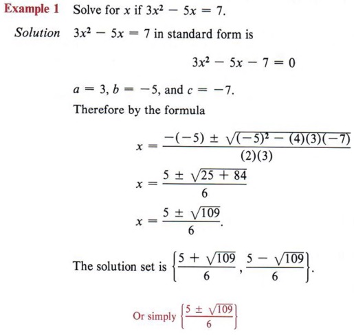 Quadratic Formula Exact Form Calculator
